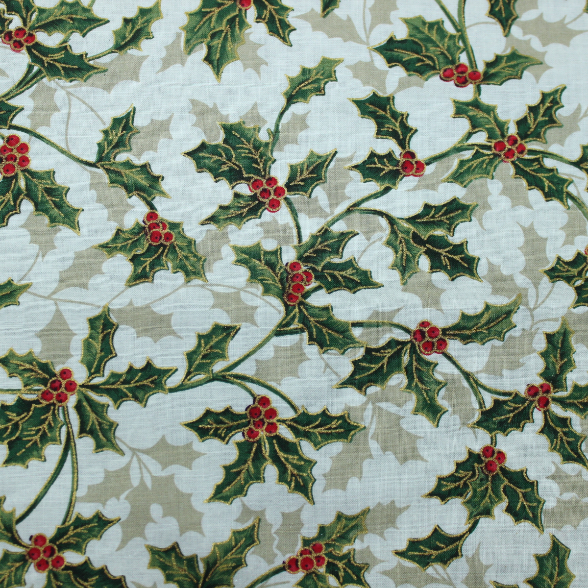Christmas Print Large Holly | Fabric UK